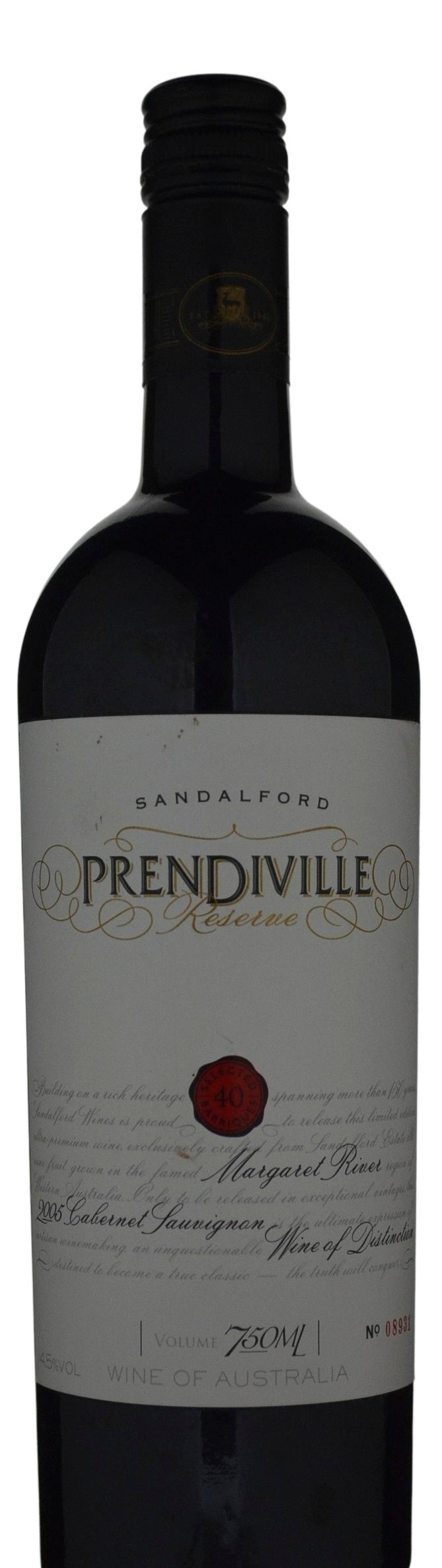 Sandalford Prendiville Reserve Cabernet Sauvignon 2005 ( in stock ...