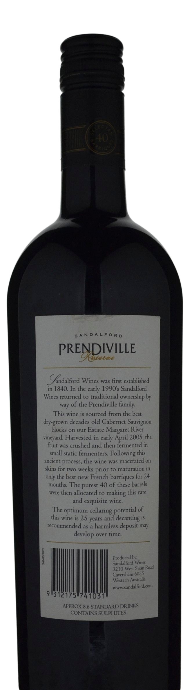 Sandalford Prendiville Reserve Cabernet Sauvignon 2005 ( in stock ...