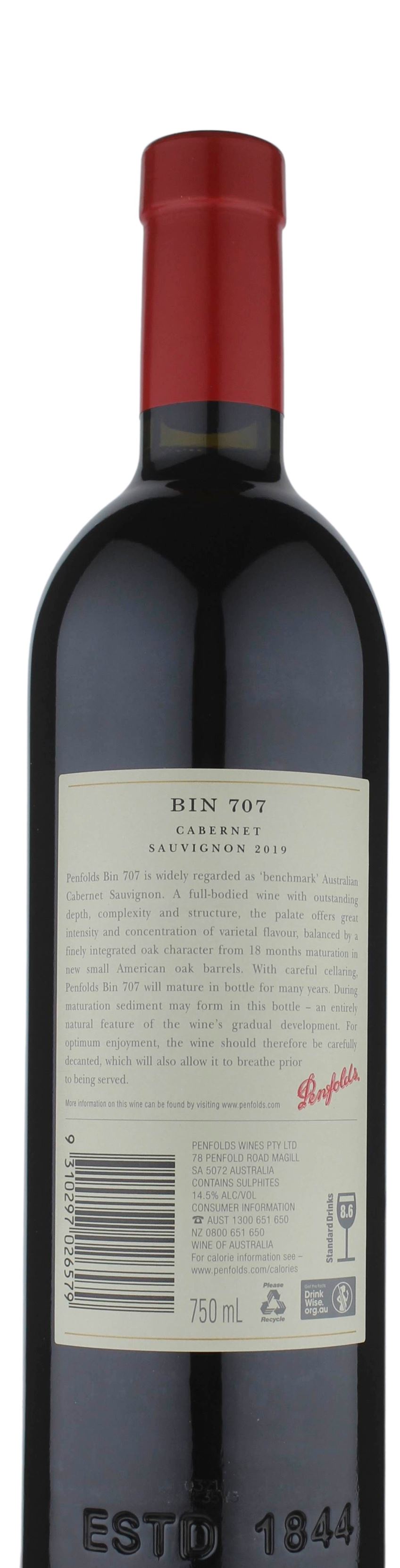 Penfolds Bin 707 Cabernet Sauvignon 2019 » $650.00 ( in stock) | Cellarit