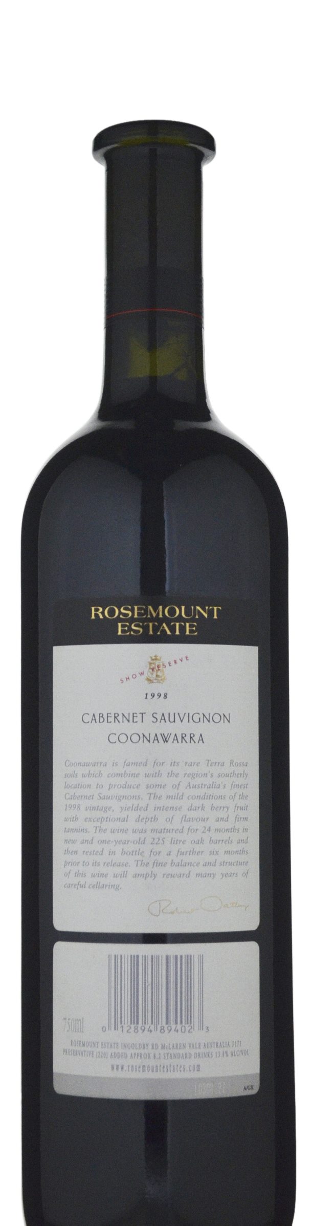 Rosemount Estate Show Reserve Cabernet Sauvignon 1998 » $135.00 ( in ...