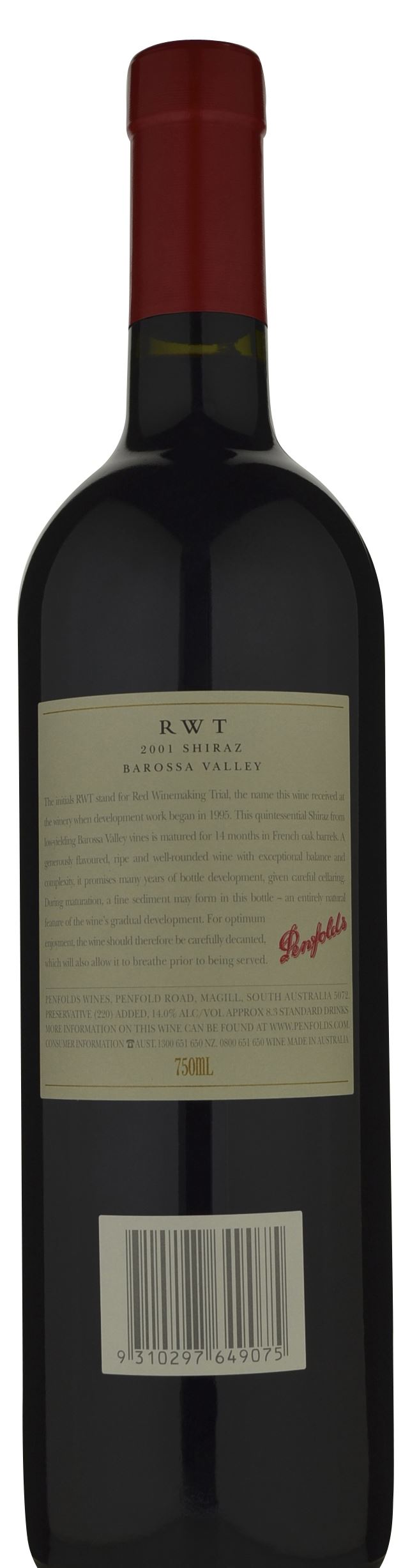 Penfolds RWT Barossa Valley Shiraz 2001 » $219.00 ( in stock) | Cellarit