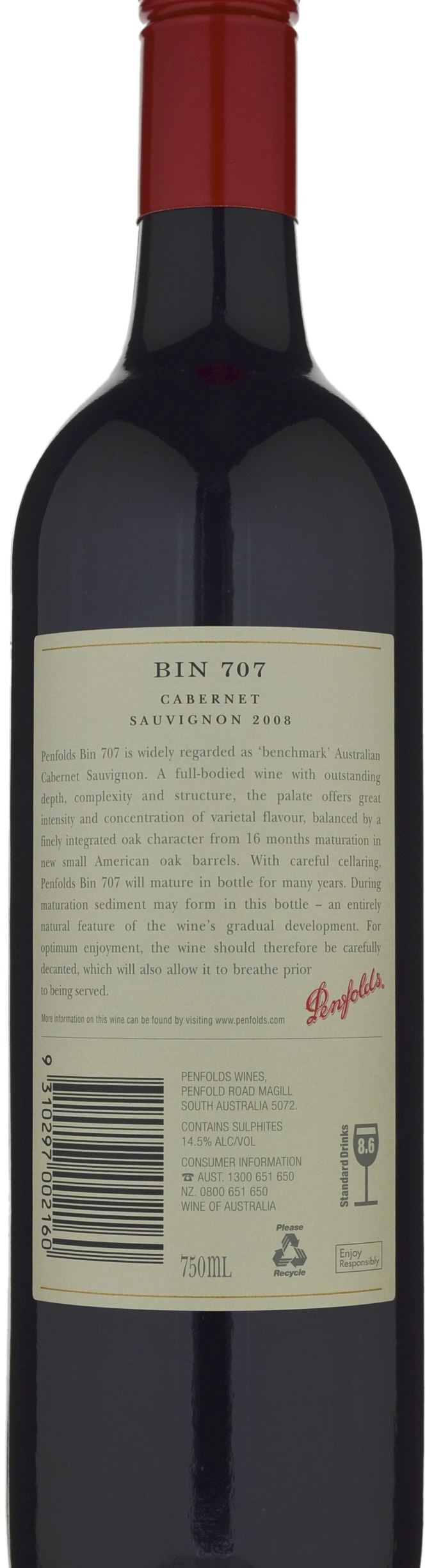 Penfolds Bin 707 Cabernet Sauvignon 2008 » $495.00 ( in stock) | Cellarit