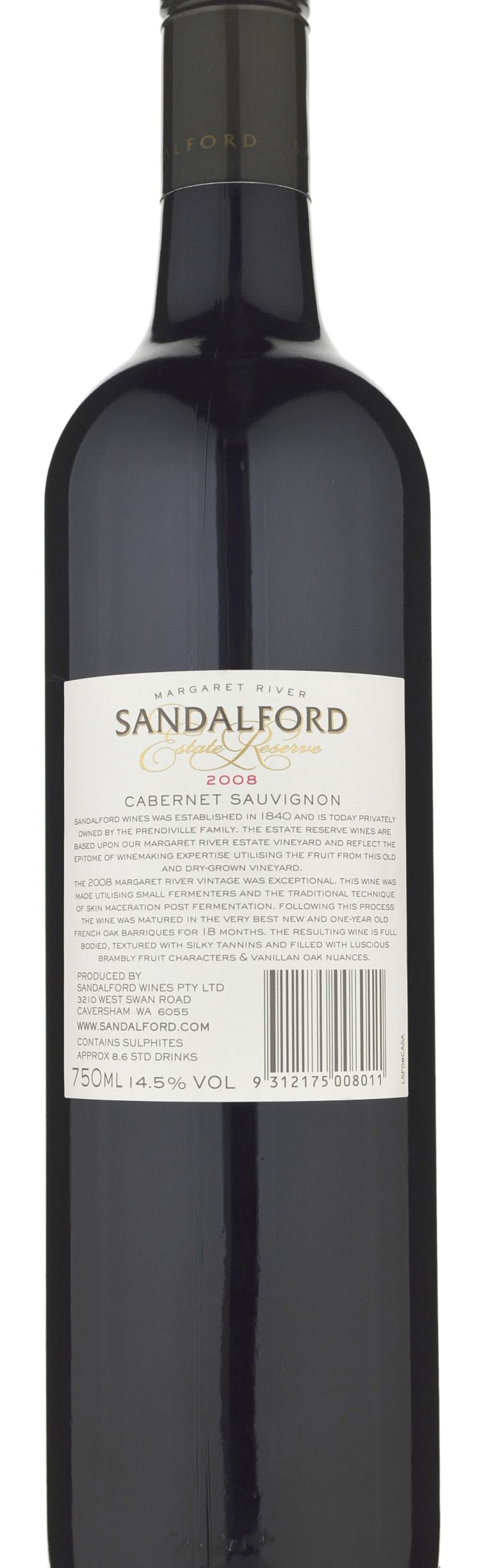 Sandalford Estate Reserve Cabernet Sauvignon 2008 » $54.90 ( in stock ...
