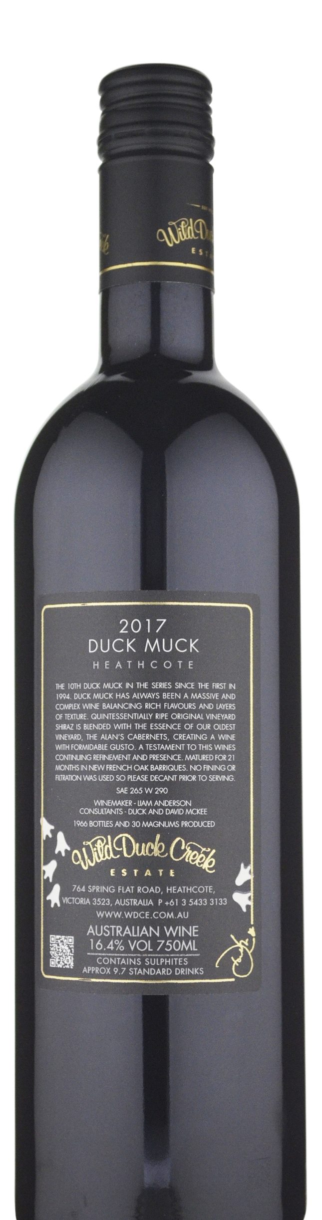 Wild Duck Creek Duck Muck Shiraz 2017 » $425.00 ( in stock) | Cellarit