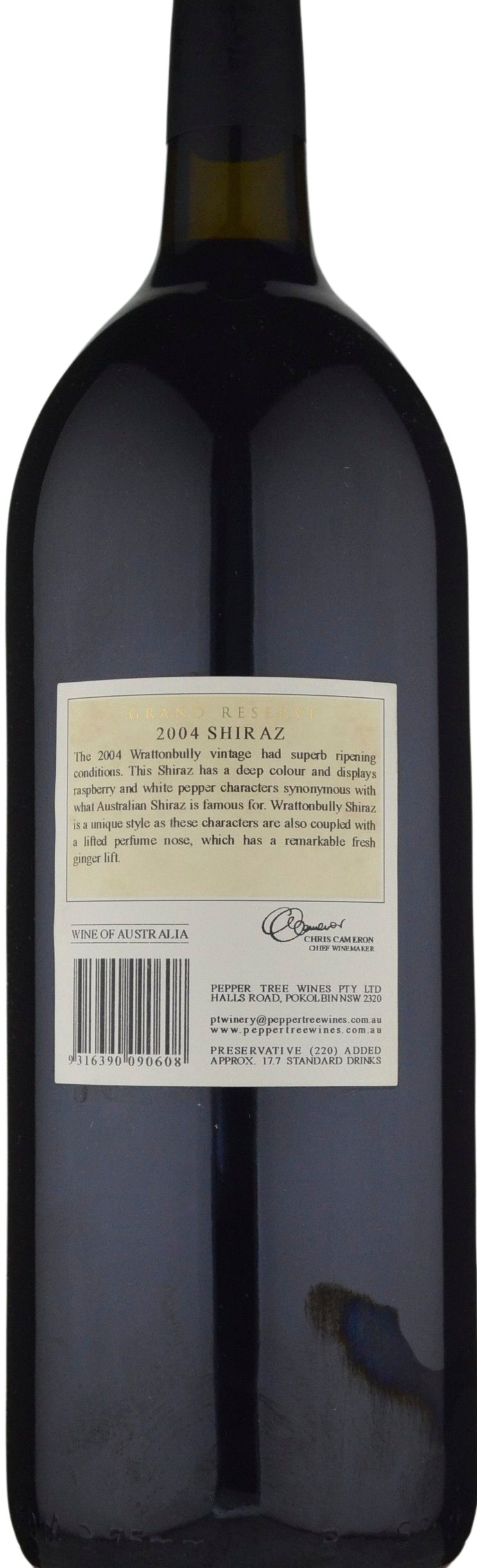 Pepper Tree Wines Grand Reserve Wrattonbully Shiraz 2004 1500ml » $149. ...